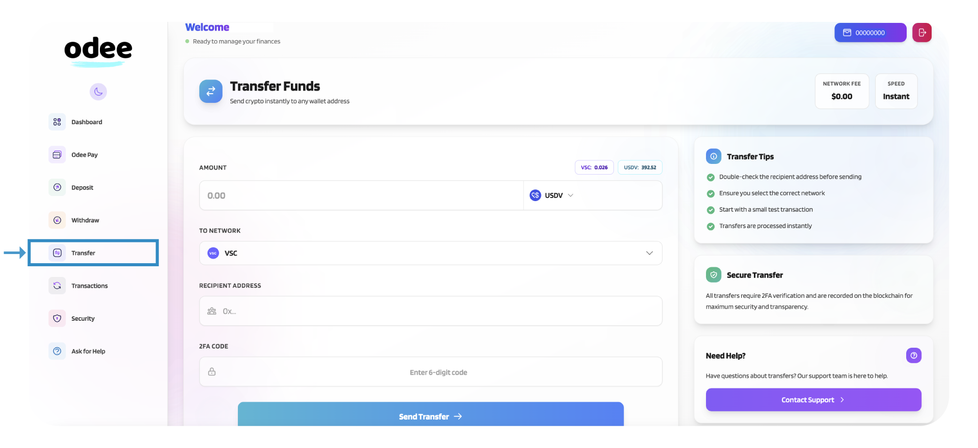 Navigation through Odee platform. – Odee